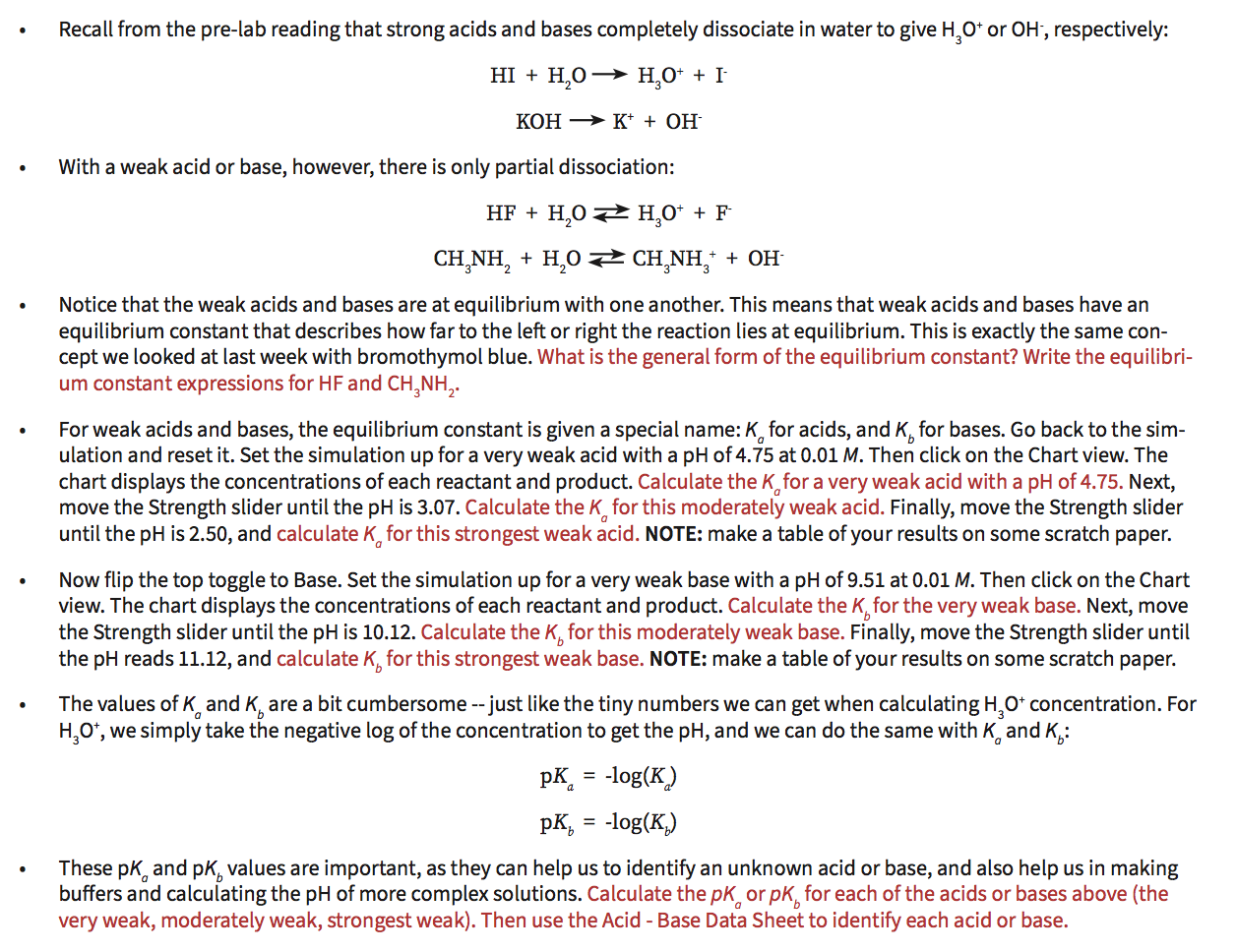 Solved Recall from the pre-lab reading that strong acids and | Chegg.com