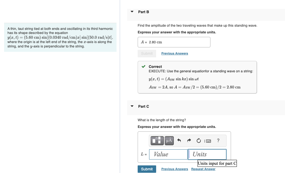 Solved Find the amplitude of the two traveling waves that | Chegg.com
