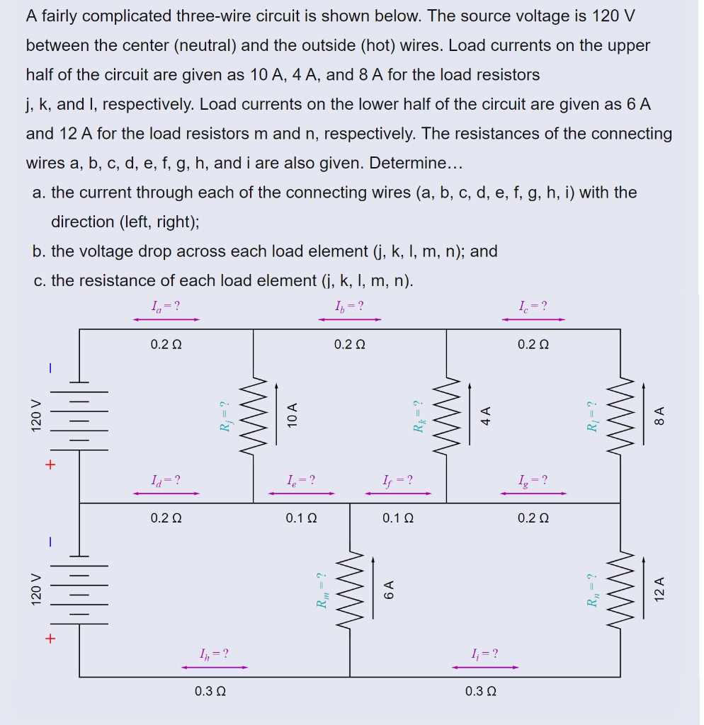 Solved A fairly complicated three-wire circuit is shown | Chegg.com