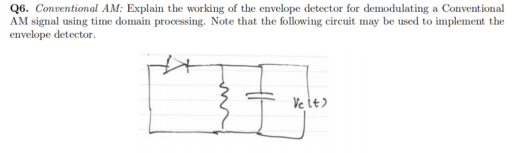 Solved Q6. Conventional AM: Explain the working of the | Chegg.com