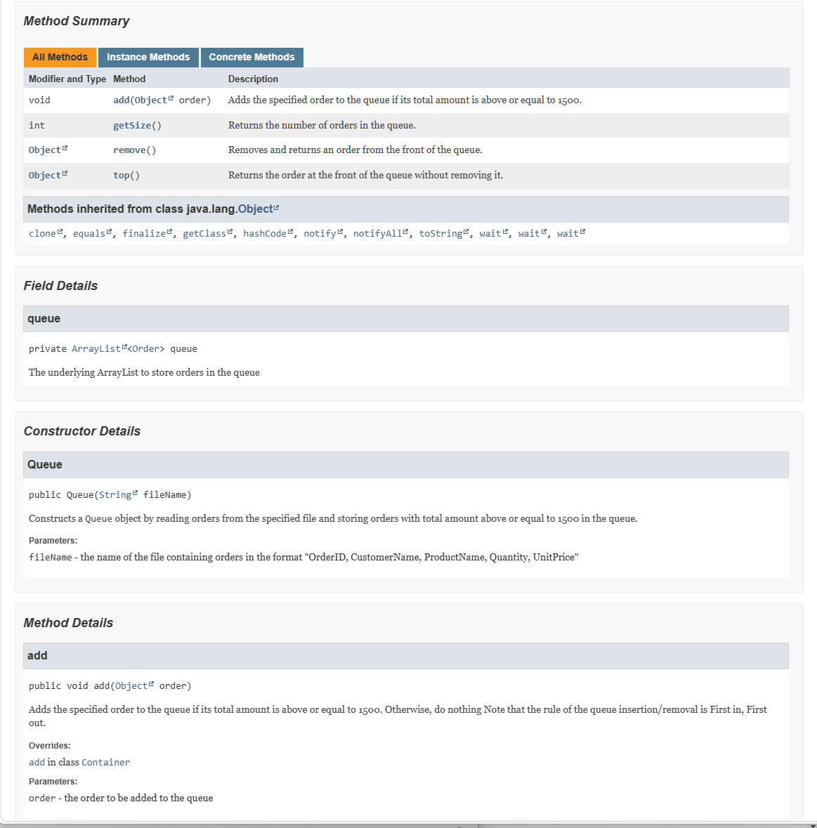 Solved Givenpublic class Container { private | Chegg.com