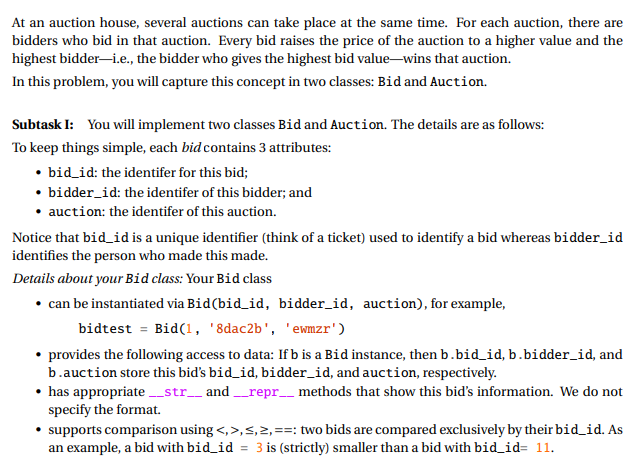Solved Task 4: Auction House (30 points) For this task, save | Chegg.com