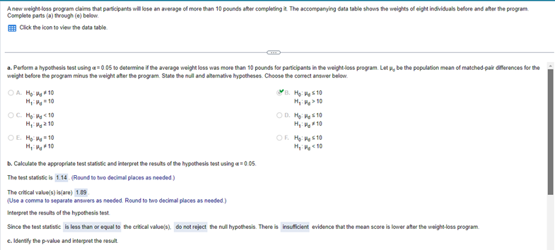 Complete parts (a) through (e) below. Click the icon | Chegg.com