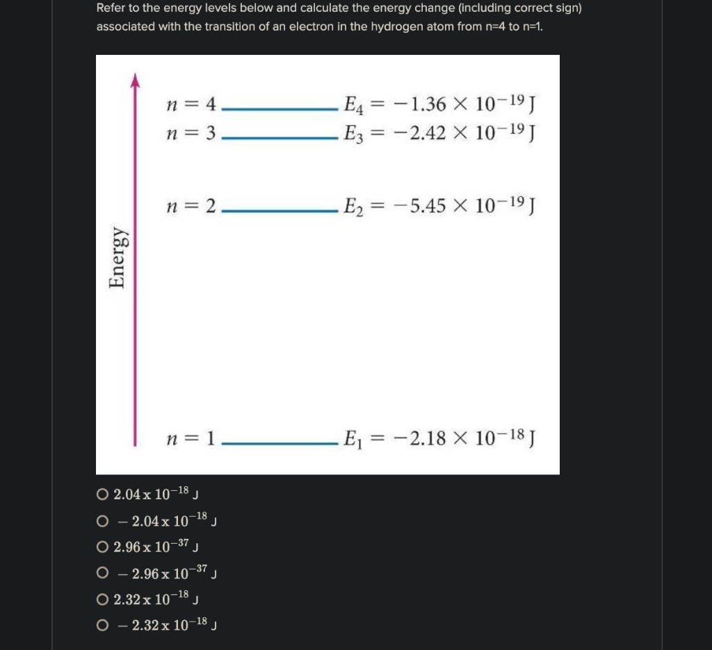 Solved Refer to the energy levels below and calculate the | Chegg.com