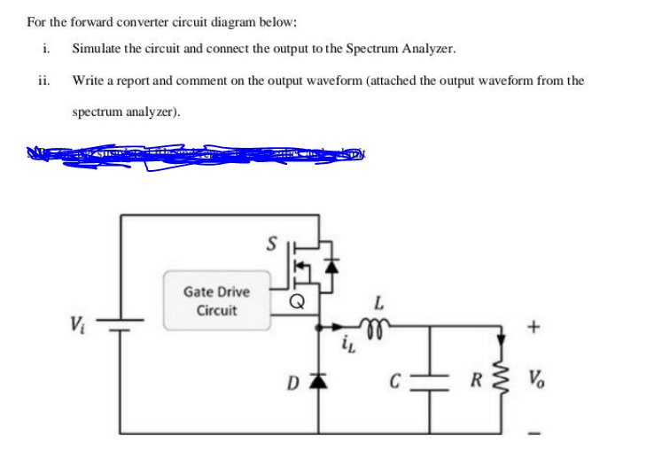 Solved For the forward converter circuit diagram below: i. | Chegg.com