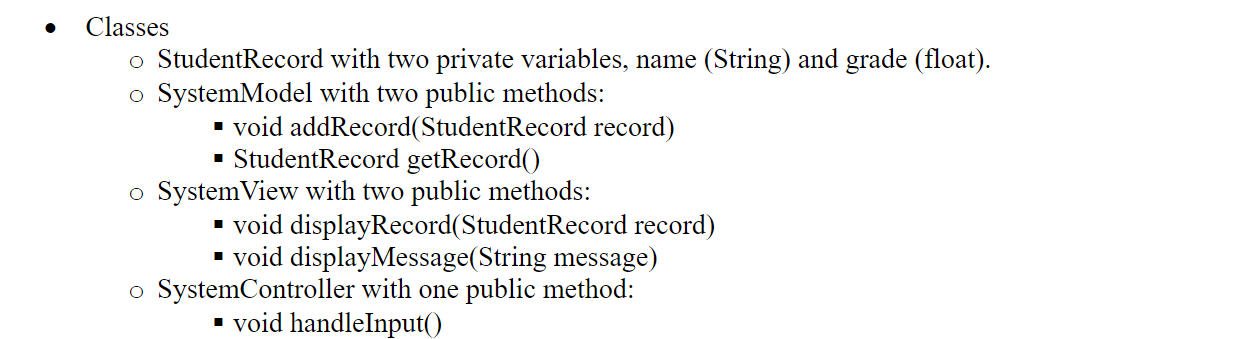 Solved . Classes o StudentRecord with two private variables, | Chegg.com