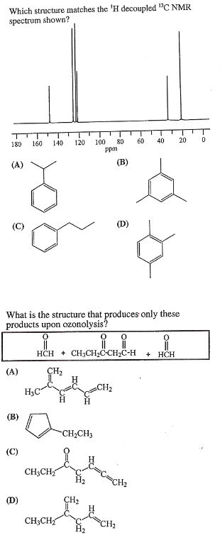 Solved Which structure matches the 1H decoupled 13C NMR | Chegg.com