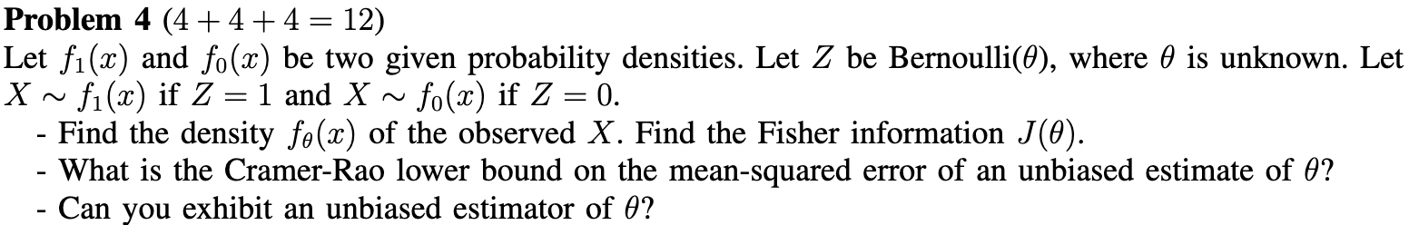 Solved Let f1(x) ﻿and f0(x) ﻿be two given probability | Chegg.com