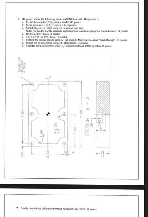 Create The Following Model And Cnc Tool Path The