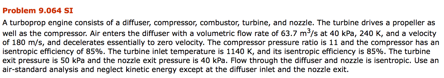 Solved Problem 9.064 SI A turboprop engine consists of a | Chegg.com
