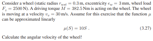 Consider a wheel (static radius rust = 0.3 m, | Chegg.com