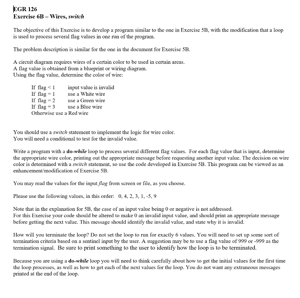 Solved EGR 126 Exercise 6B - Wires, switch The objective of | Chegg.com