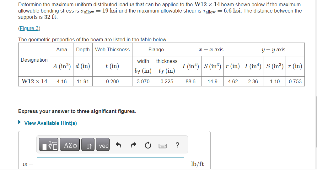 Solved Determine The Maximum Uniform Distributed Load W That 0918