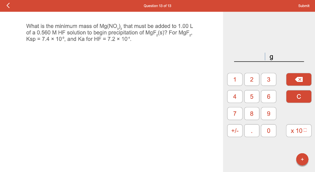 Solved Question 13 of 13 Submit What is the minimum mass of | Chegg.com