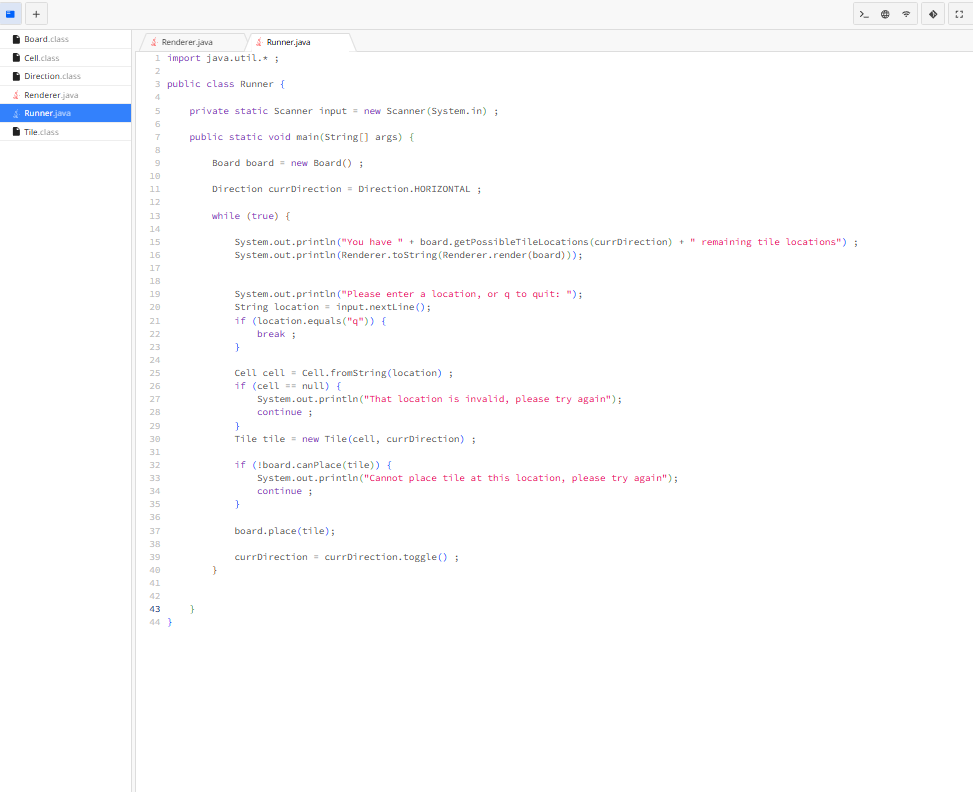 Solved by an EXPERT public class Runner {private static Scanner input = | Chegg.com