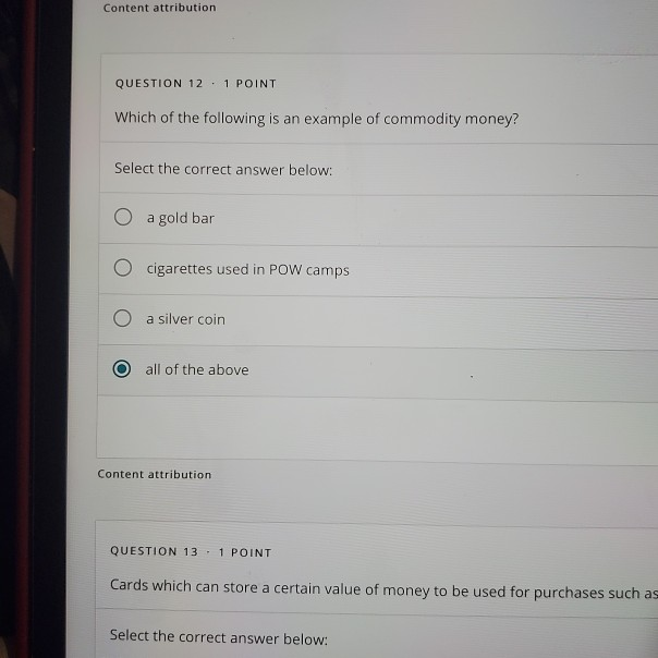 Commodity Money Examples