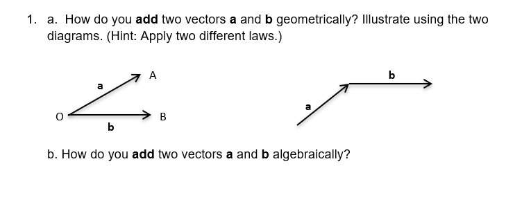 Solved 1. a. How do you add two vectors a and b | Chegg.com