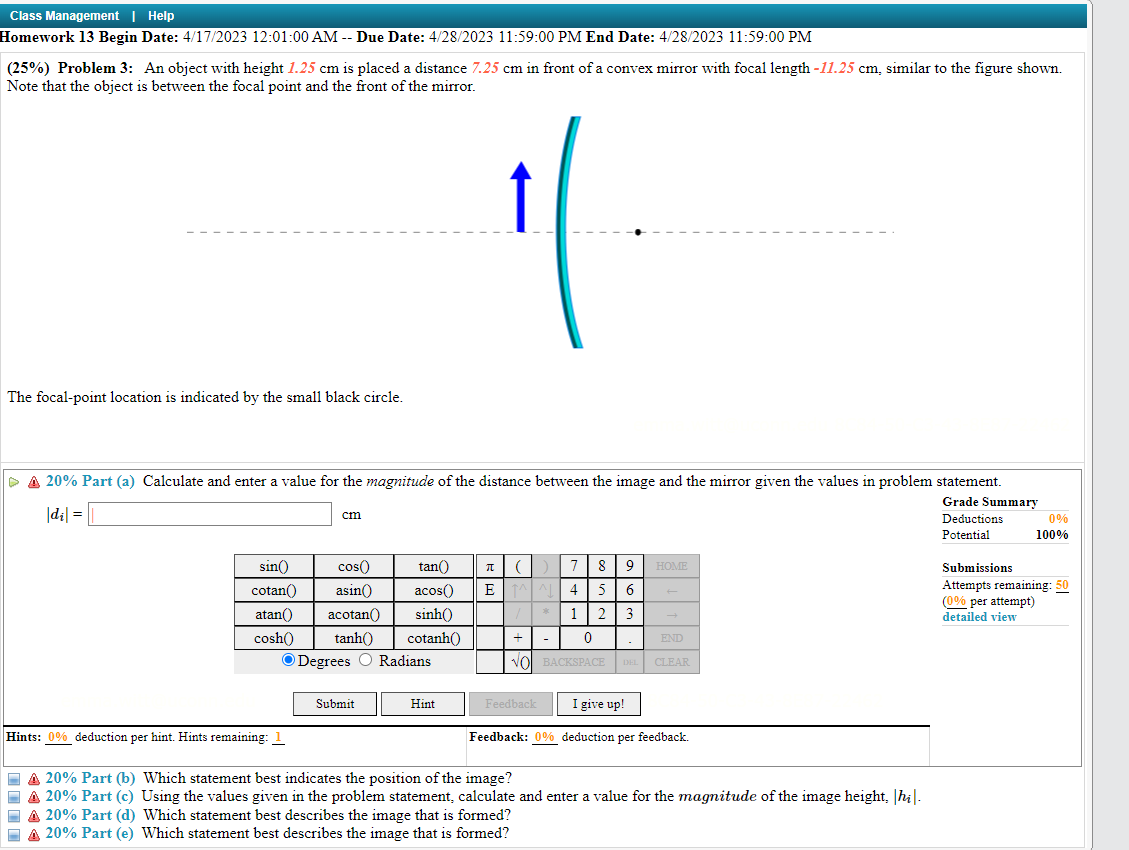 (25\%) Problem 3: An object with height 1.25 cm is | Chegg.com