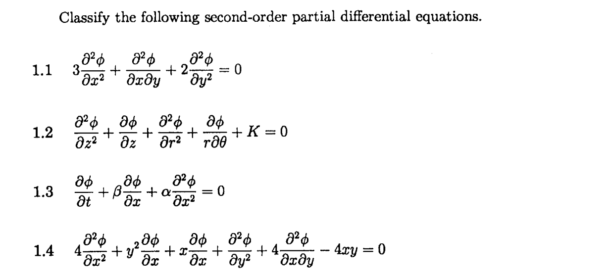 Solved Classify the following second-order partial | Chegg.com