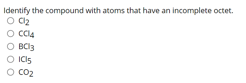 Solved Identify the compound with atoms that have an | Chegg.com