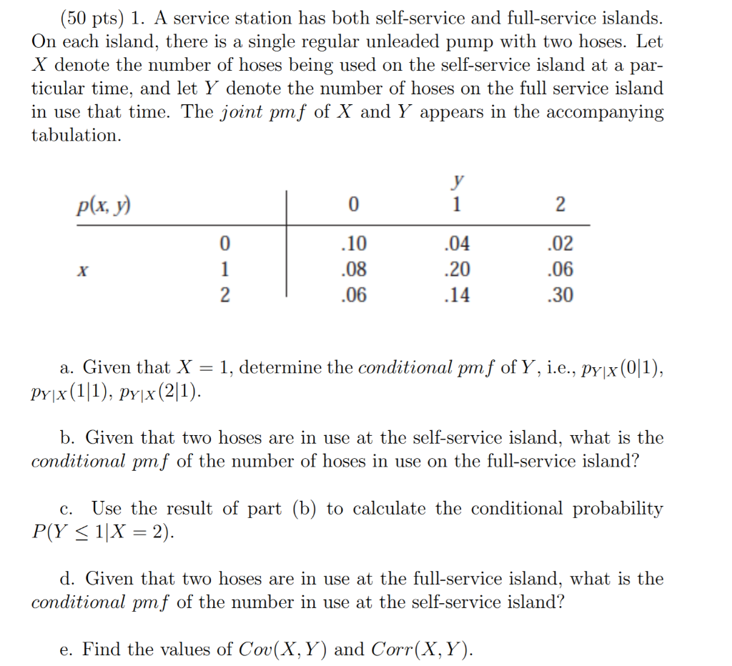 Solved (50 pts) 1. A service station has both self-service | Chegg.com