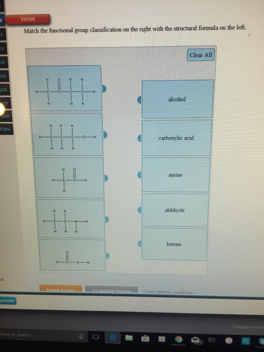 Solved Visited Match the functional group classification on | Chegg.com