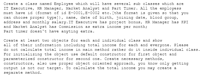 Solved Create A Class Named Employee Which Will Have Several 0549