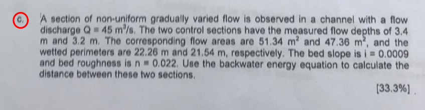 Solved A section of non-uniform gradually varied flow is | Chegg.com