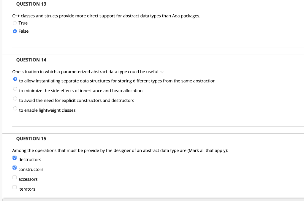 Solved QUESTION 10 An abstract data type consists of the | Chegg.com