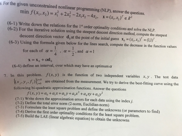 Solved For The Given Unconstrained Nonlinear Programming 2281