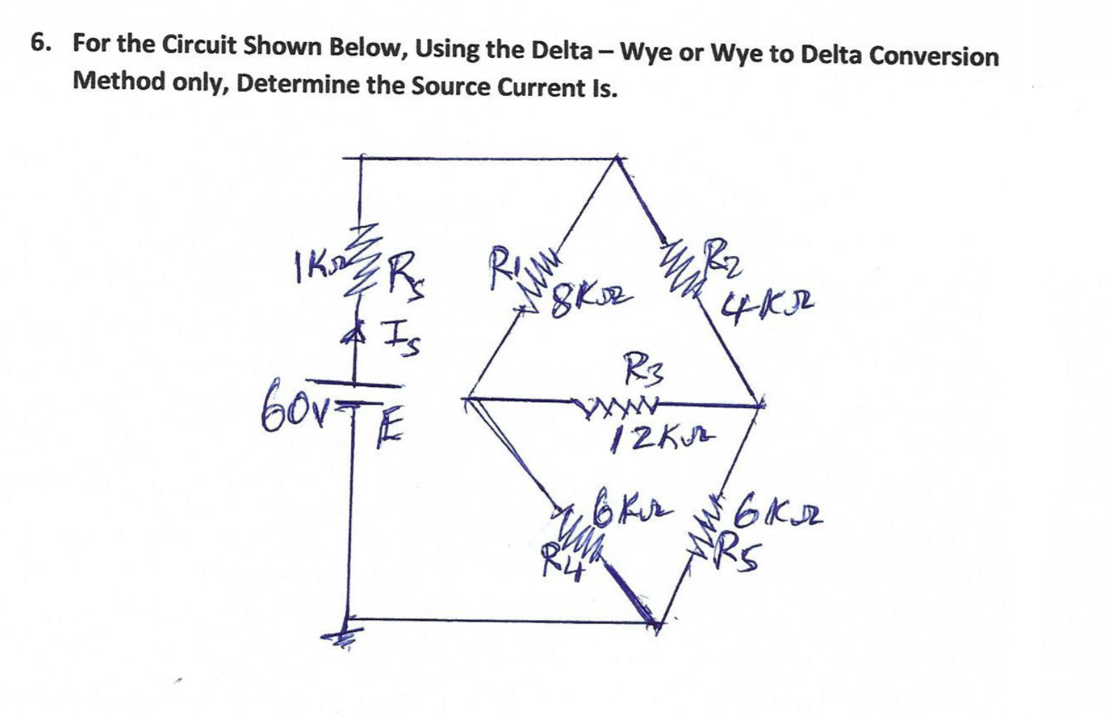 Solved 6. For the Circuit Shown Below, Using the Delta - Wye | Chegg.com
