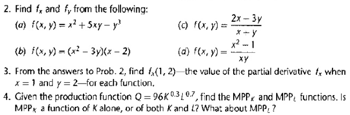 Solved 2. Find fx and fy from the following: f(x, y-x2 + | Chegg.com