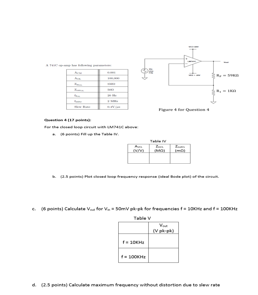 Solved A 741C op-amp has following parameters: 0.001 100,000 | Chegg.com