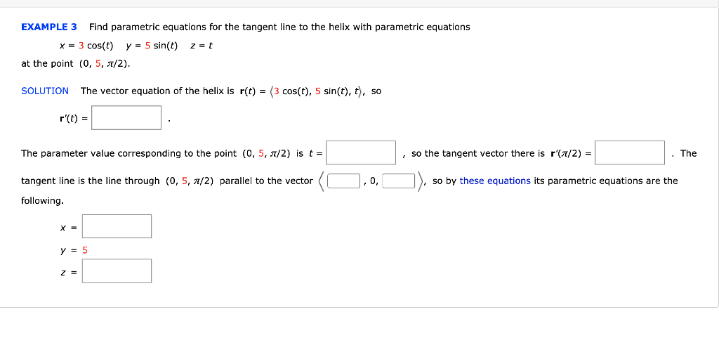 Solved EXAMPLE 3 Find parametric equations for the tangent | Chegg.com
