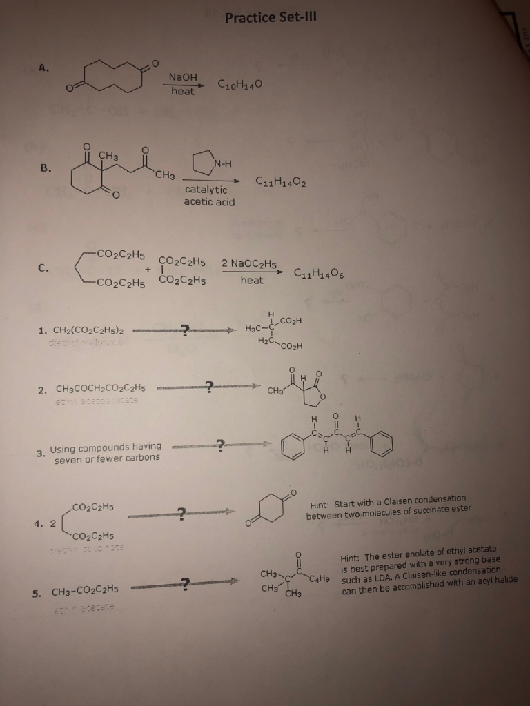 Solved Practice Set-IlI NaOH C10H140 heat CH3 B. CH3 | Chegg.com