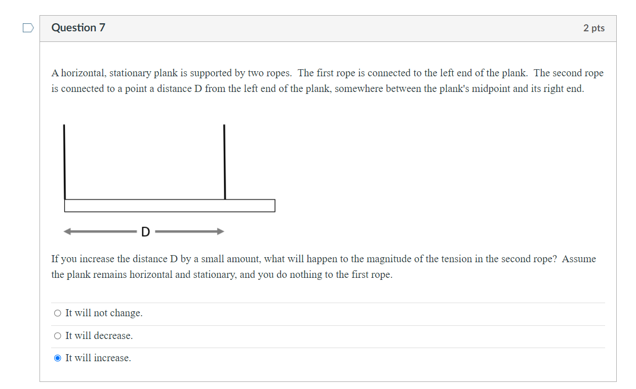 Solved Question 7 2 pts A horizontal, stationary plank is | Chegg.com