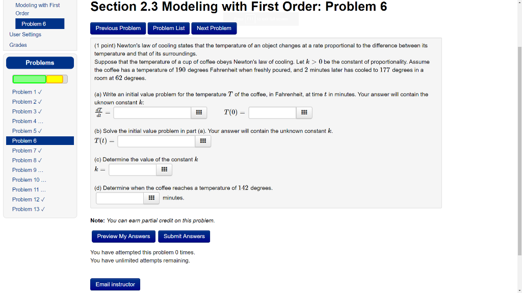 Solved Section 2 3 Modeling With First Order Problem 6