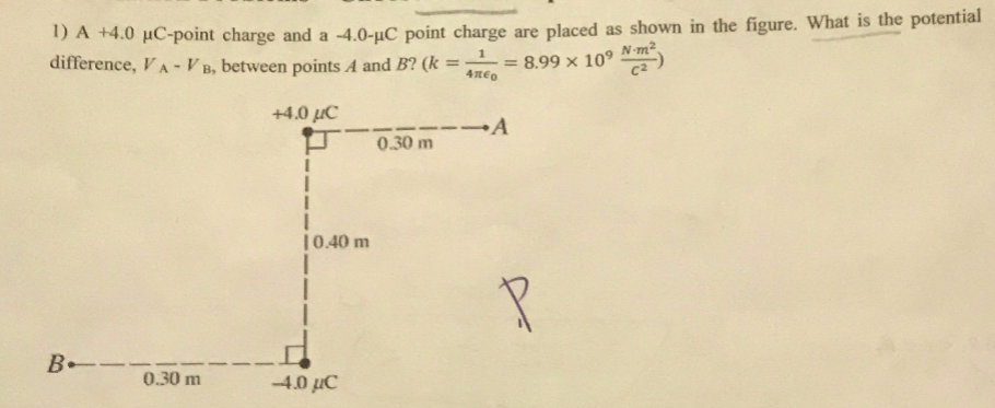 Solved 1) A + 4.0 ?C point charge and a-4.0 ?C point charge | Chegg.com
