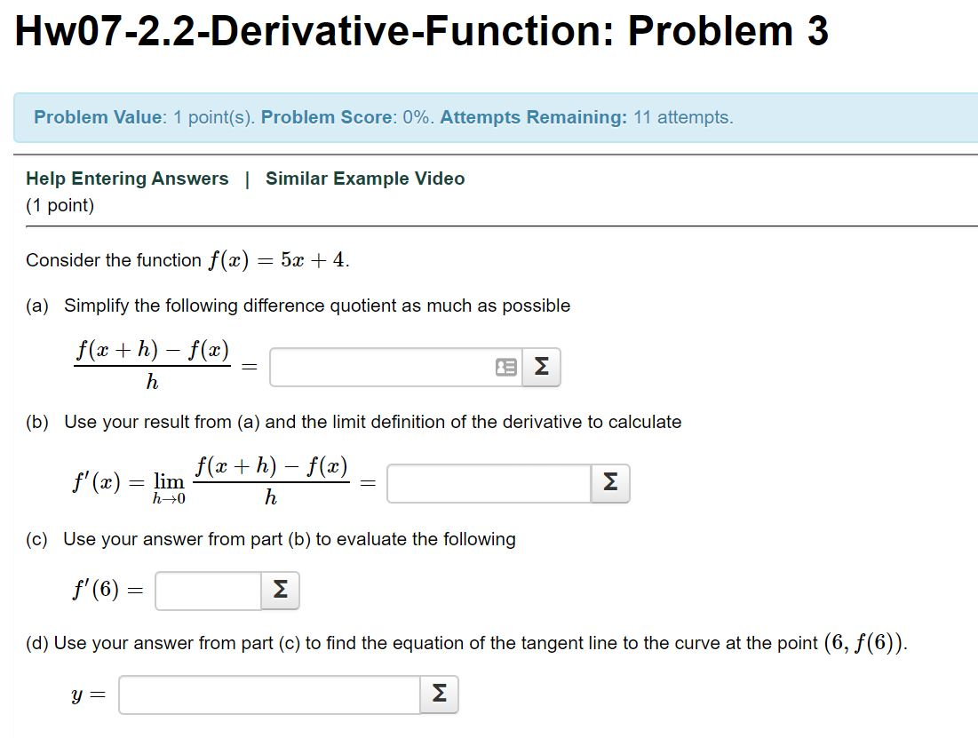Solved Hw07 2 2 Derivative Function Problem 3 Problem