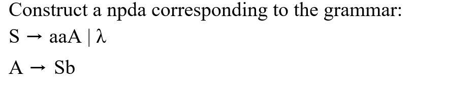 Solved a Construct a npda corresponding to the grammar: | Chegg.com