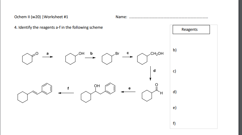 Solved Ochem II (w20) |Worksheet \#1 Name: 4. Identify the | Chegg.com