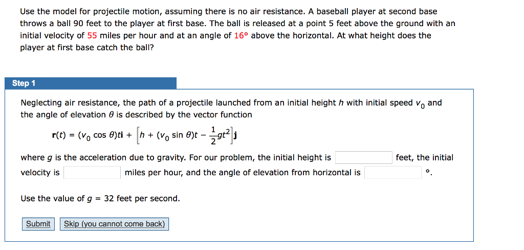 Solved Use the model for projectile motion, assuming there | Chegg.com