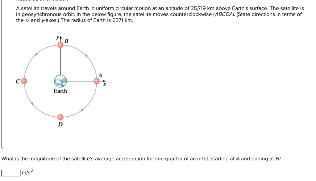 Solved A satellite travels around Earth in uniform circular | Chegg.com