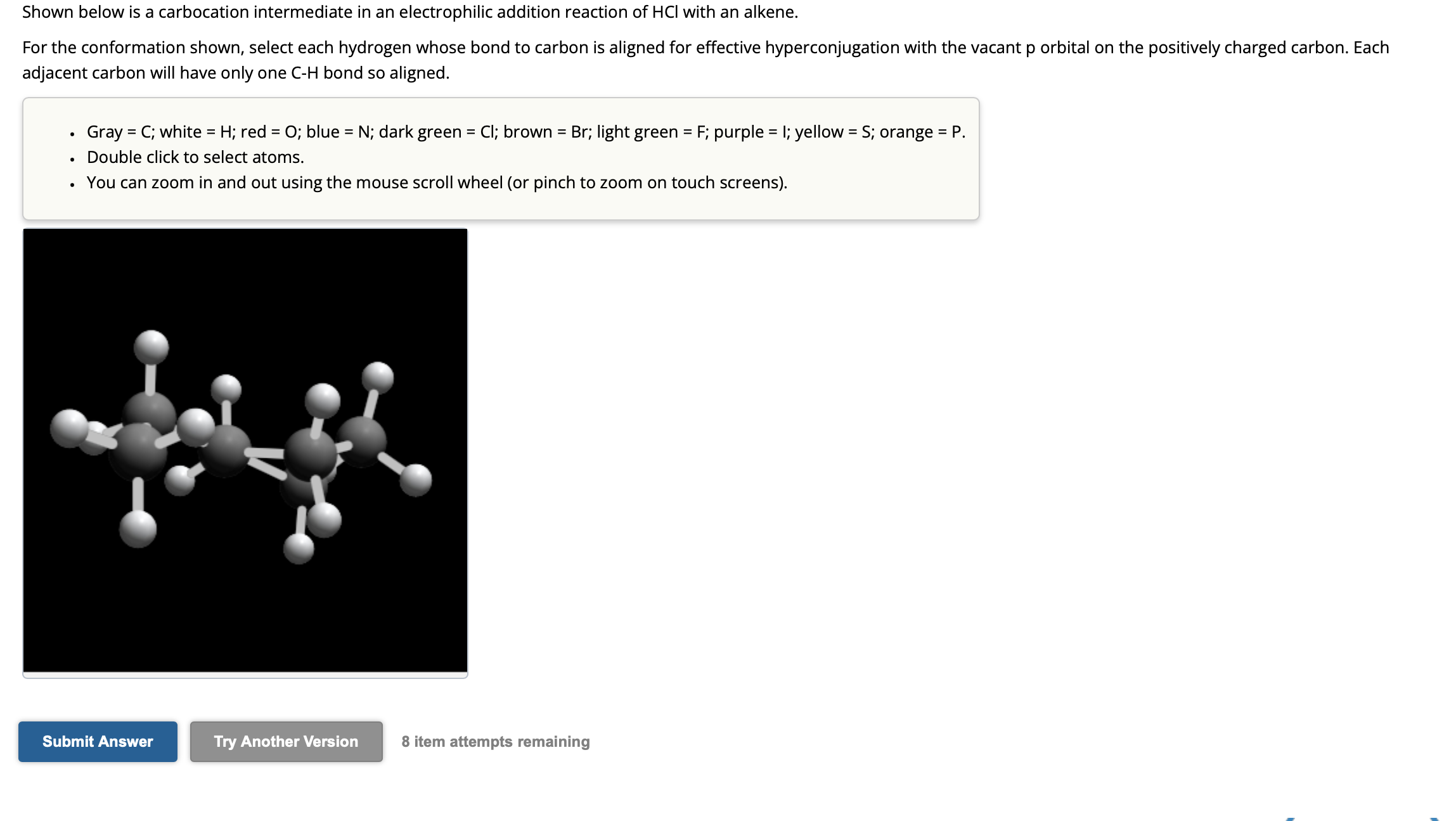 Solved Shown below is a carbocation intermediate in an | Chegg.com