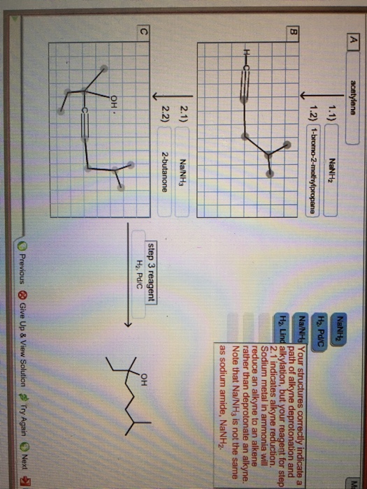 Solved acetylene 1.1) NaNH2 1.2) 1.bromno 2-methylpropene | Chegg.com