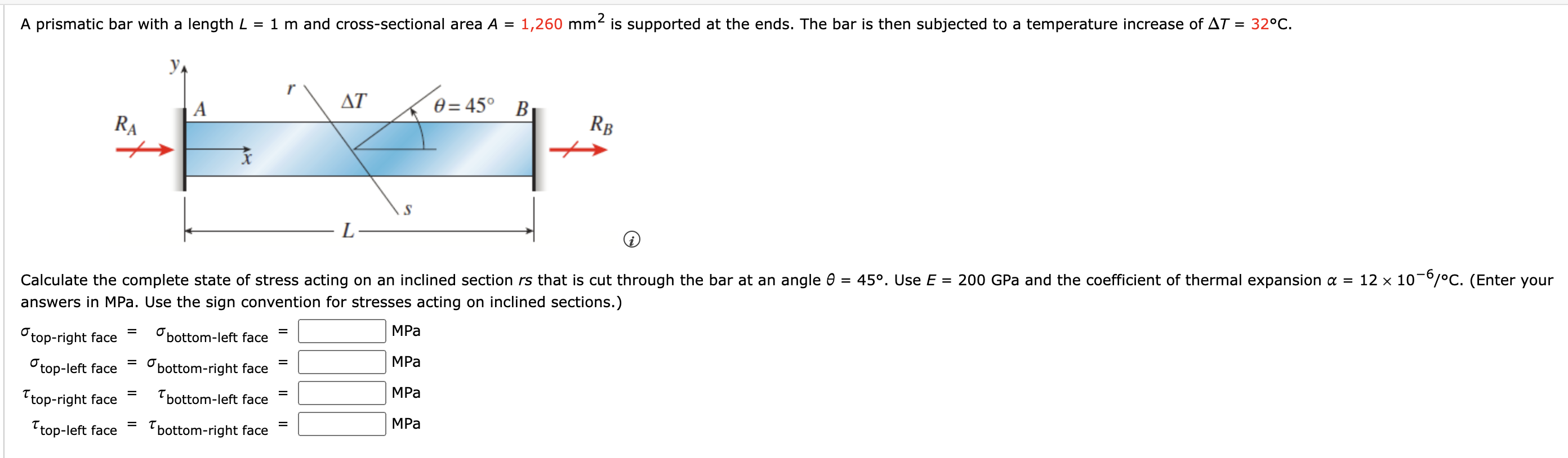 Solved A prismatic bar with a length L=1m ﻿and | Chegg.com