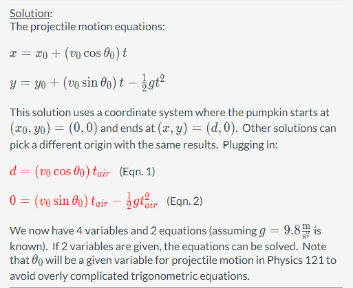 Solved Projectile Motion (start and end at same height) | Chegg.com