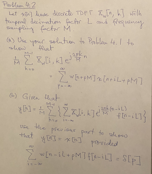 Solved Problem 4,2 Let x[n] have discrete TDF [Zw[n,k] with | Chegg.com