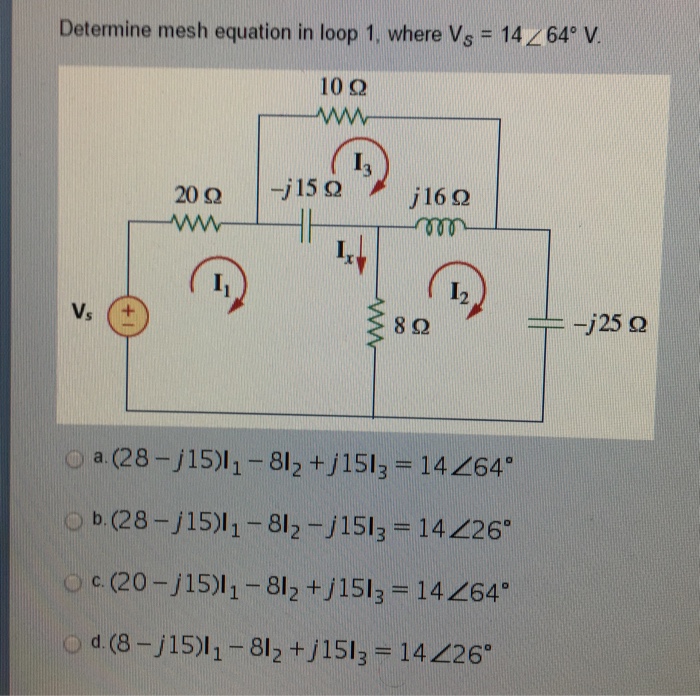 Solved Determine mesh equation in loop 1, where V_s = 1 64 | Chegg.com