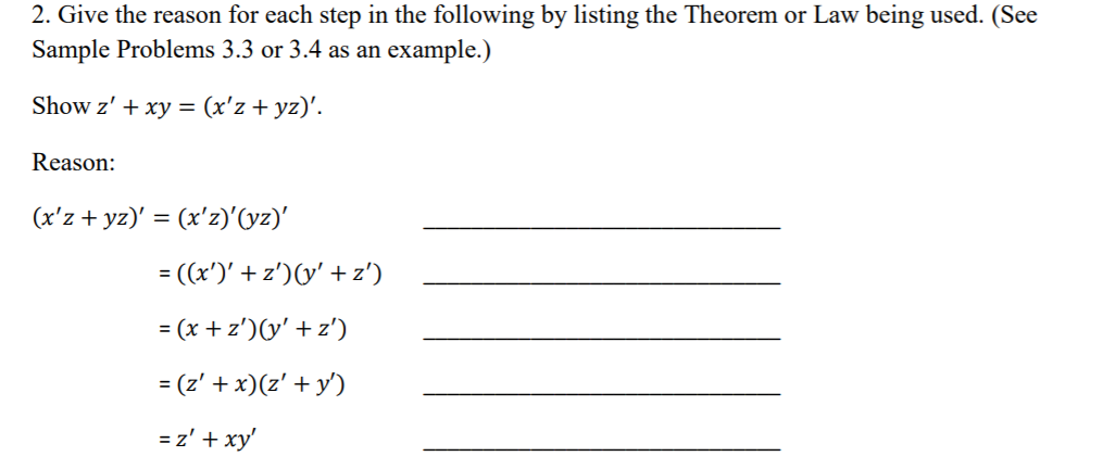 Solved 2. Give the reason for each step in the following by | Chegg.com